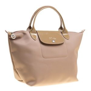 Longchamp | Bags | Longchamp Paris Small Beige Nylon Le Pliage Tote ...